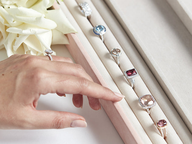 9ct multi gemstone & diamond scatter ring